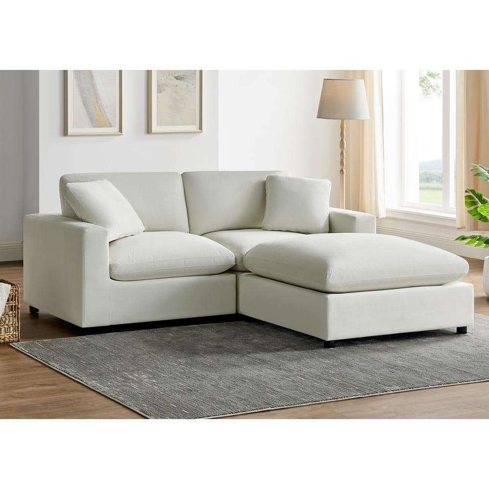 Casella 80 in. Square Arm 3-Piece Polyester Performance Fabric Straight ...