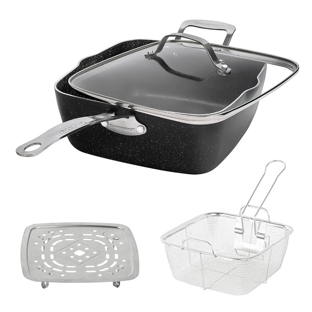 GRANITESTONE 9.5 in. Aluminum Diamond Infused Non-Stick Heavy Duty Deep ... GRANITESTONE 9.5 in. Aluminum Diamond Infused Non-Stick Heavy Duty Deep ...