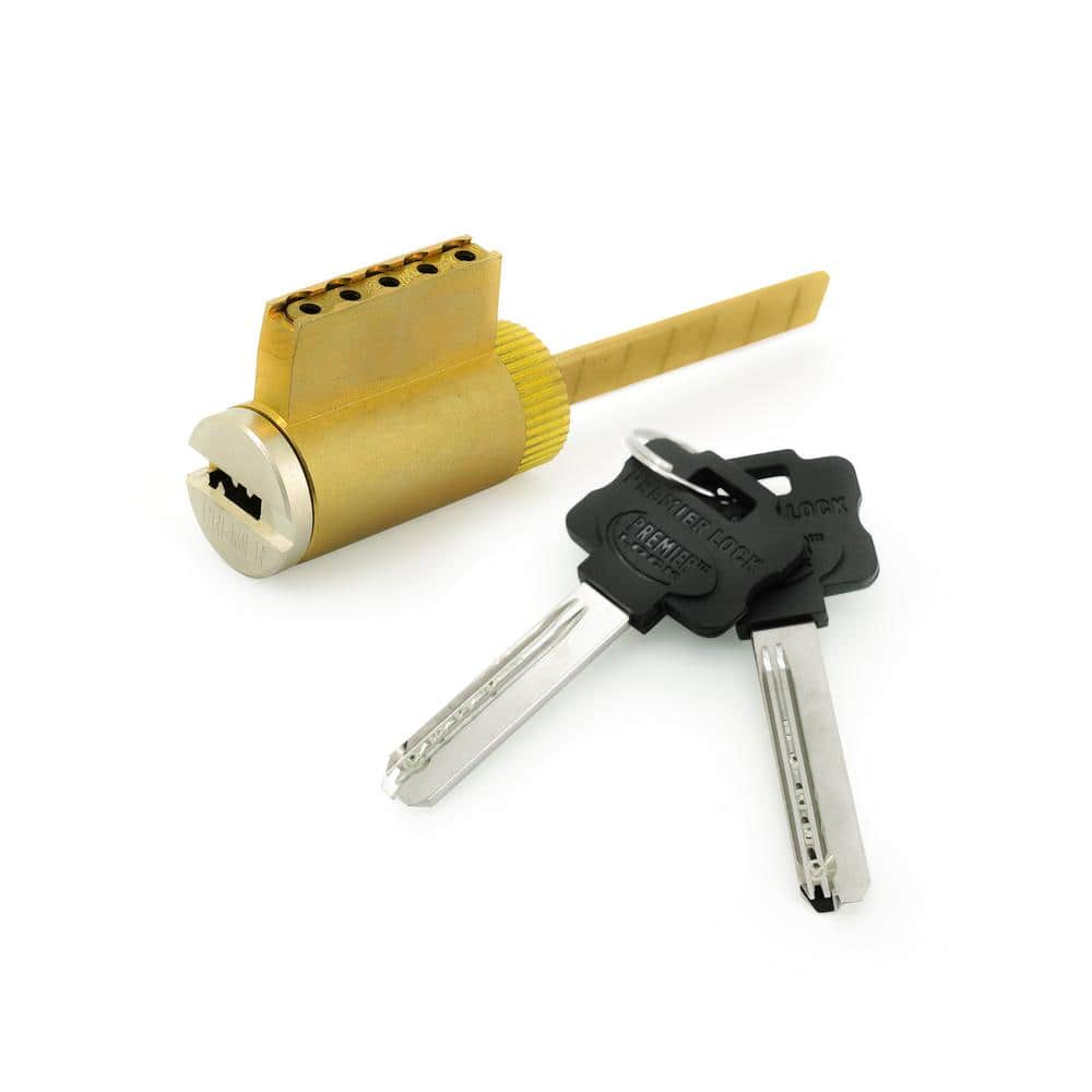 Premier Lock 1-1/8 in. High Security Key in Knob Cylinder, Satin Nickel ...