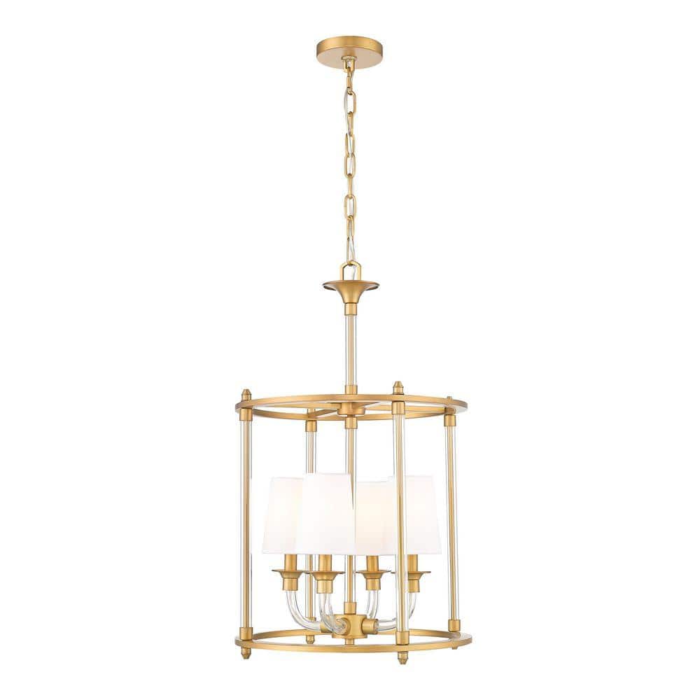 Katerina 4 Light Rubbed Brass Shaded Empire Chandelier for Indoor Use ...
