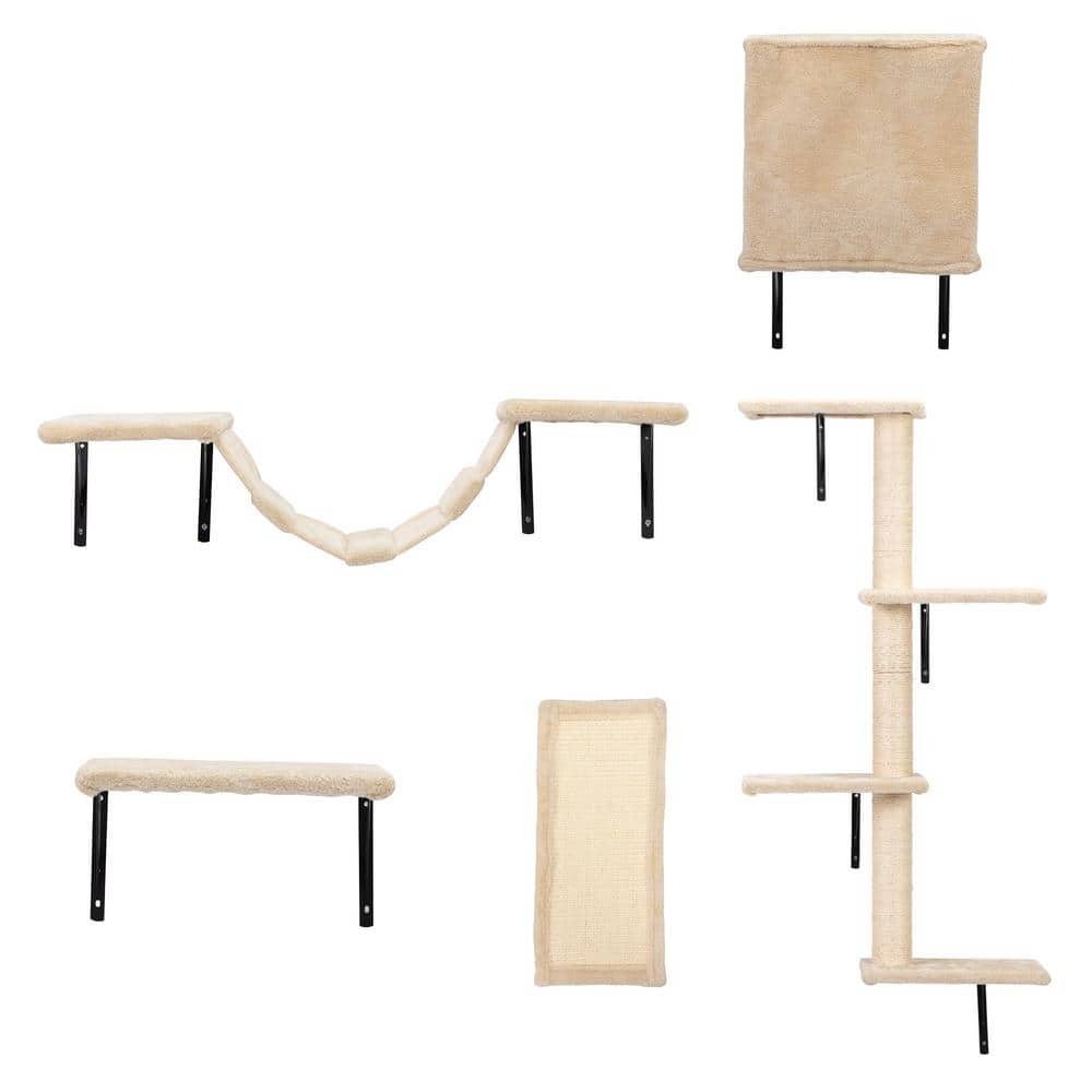 cenadinz 5-Pieces Wall Mounted Cat Climber Set Floating Cat Shelves and ...