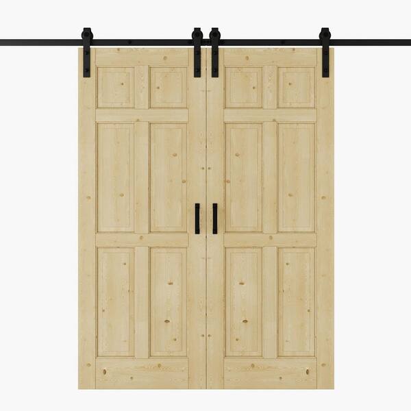 ARK DESIGN 64 in. x 80 in. (Double 32 in. ) 6-Panel Unfinished Solid ...