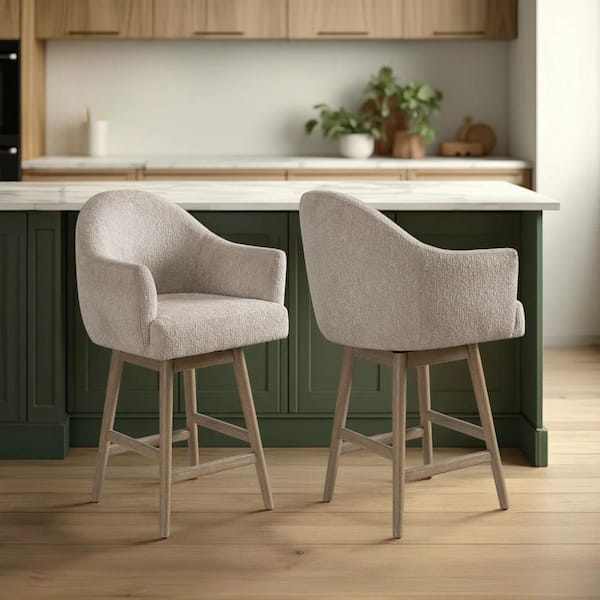 Armen Living Jaxon 26 in. Ancient Stone/Washed Wood Low Back Rubberwood ...
