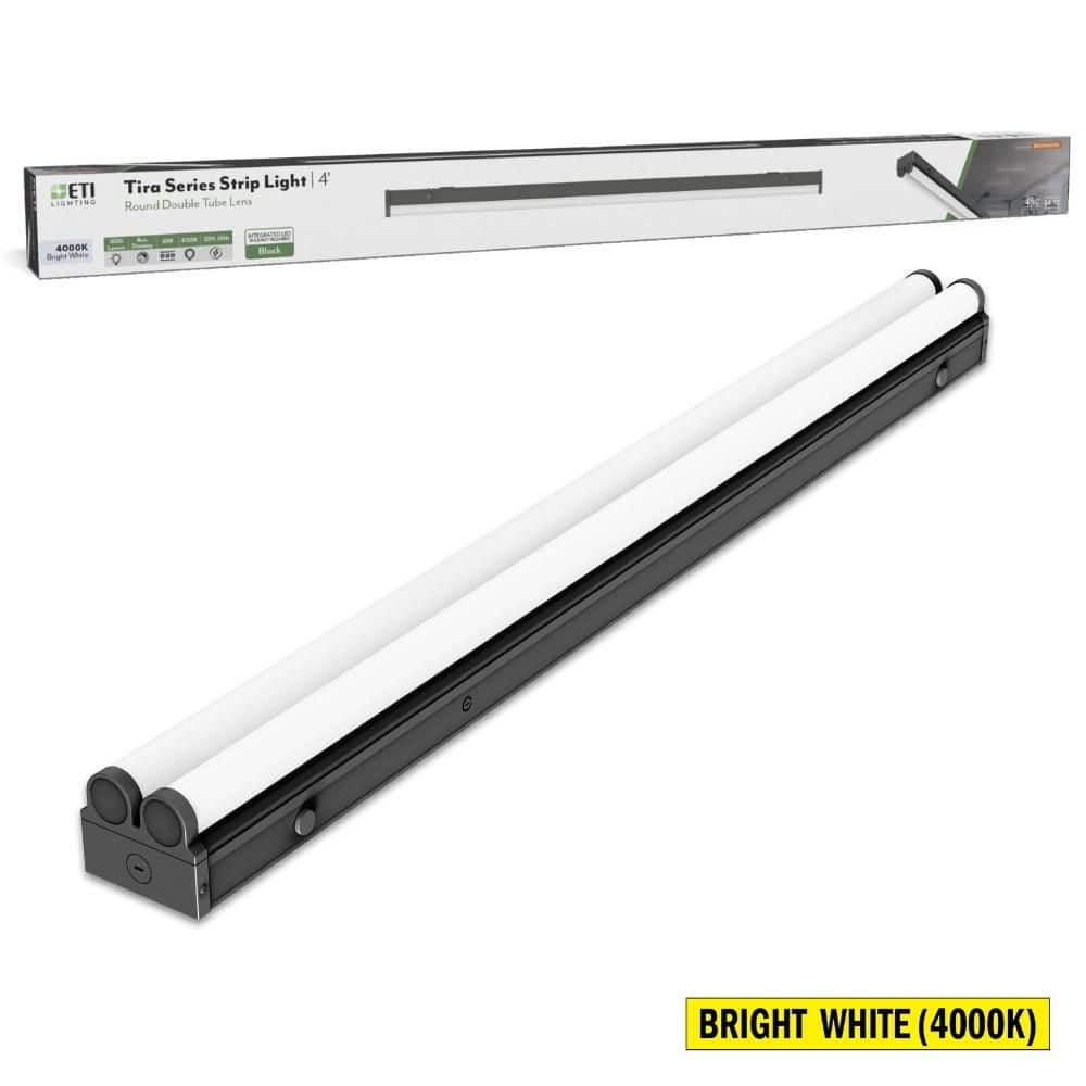 ETI LIGHTING 1-Pack 4 ft. Integrated LED Black Strip Light Fixture ...
