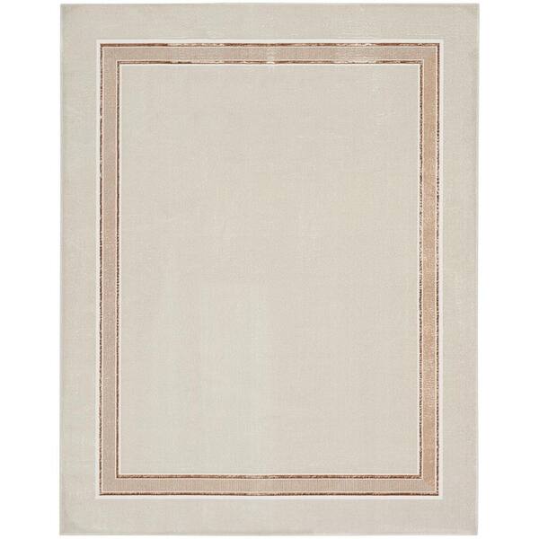 Nourison Glam Ivory Cream 8 ft. x 10 ft. Geometric Contemporary Area ...