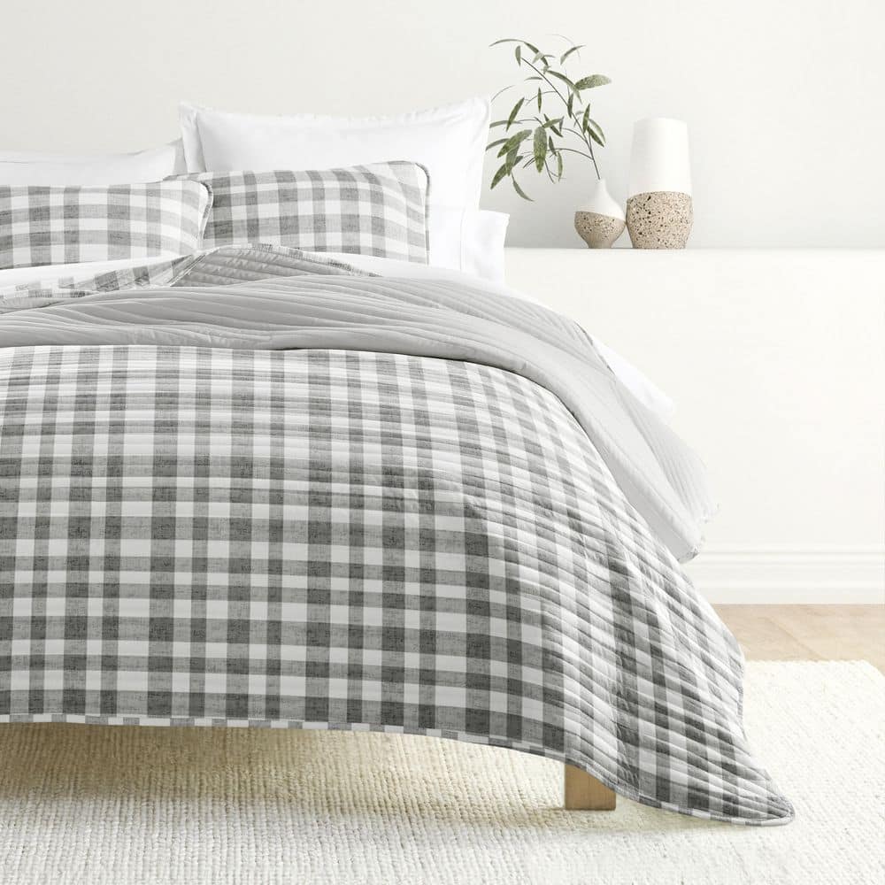 Becky Cameron All Season 3-Piece Gray Watercolor Plaid Reversible ...