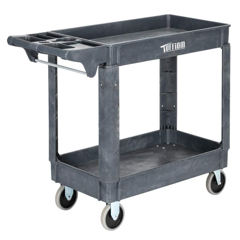 Karl home 550 lb. Capacity 2-Tier Plastic 4-Wheeled Utility Cart in ...