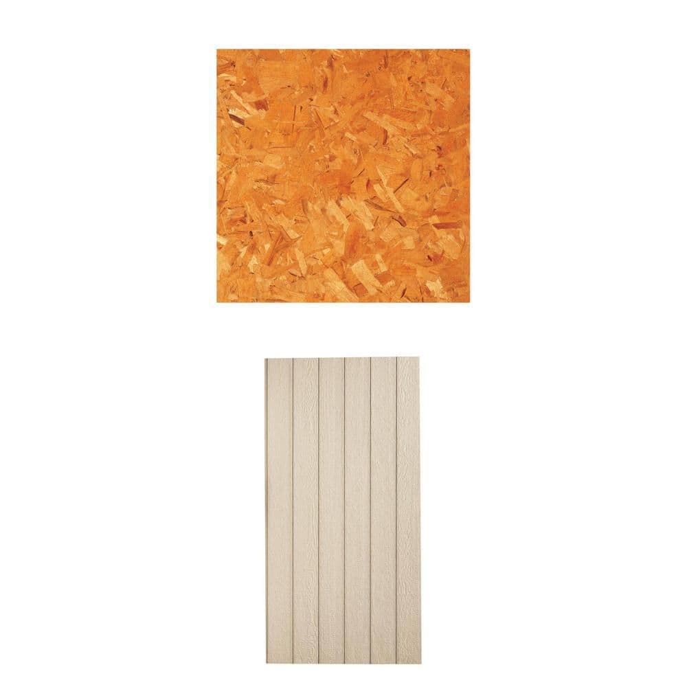 4 ft. x 8 ft. OSB 7/16 Sheathing Panel and LP SmartSide Cedar Texture 3/8 in. x 4 ft. x 8 ft ...