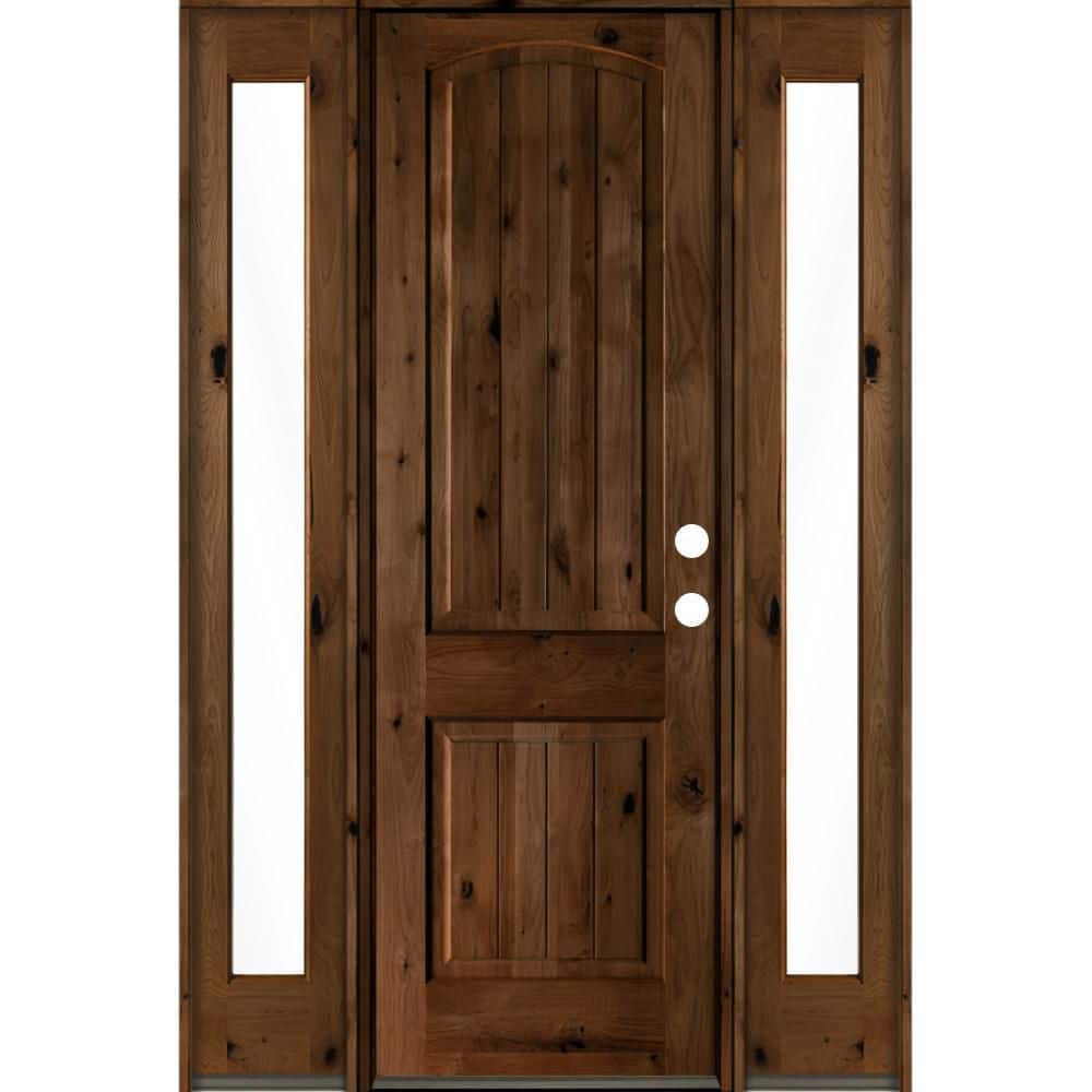 Krosswood Doors 58 in. x 96 in. Rustic Alder Arch Provincial Stained ...