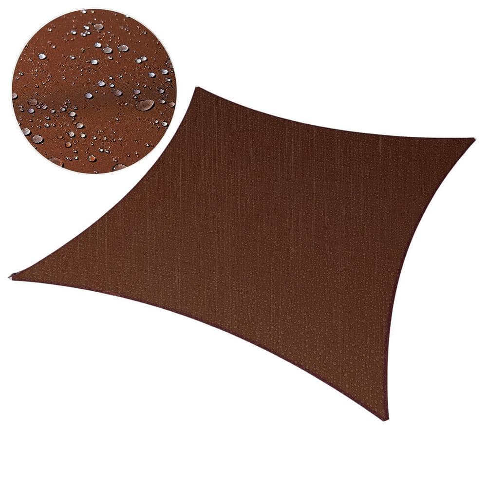 AMGO 14 ft. x 14 ft. Square Waterproof Sun Shade Sail - Brown ag-TADS14 ...