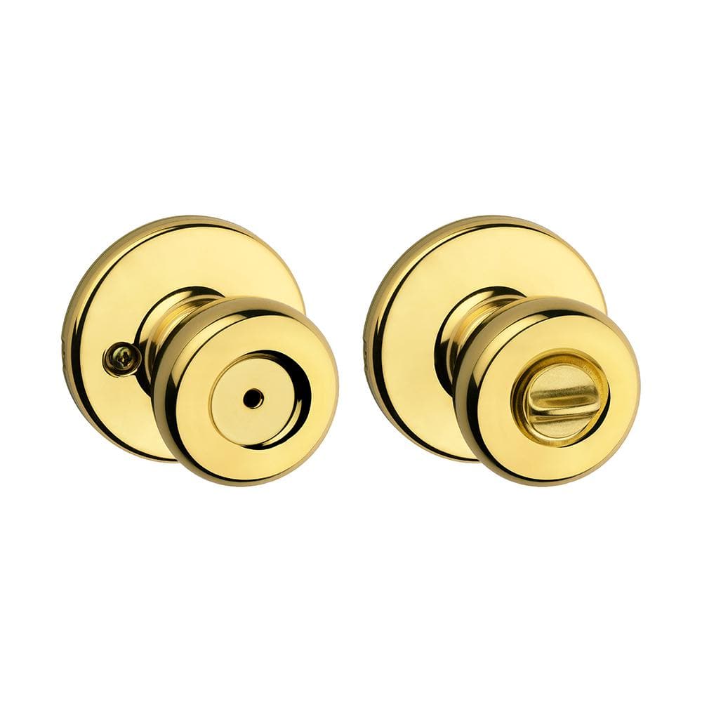 Kwikset Tylo Polished Brass Bed/Bath Door Knob Featuring Microban ...