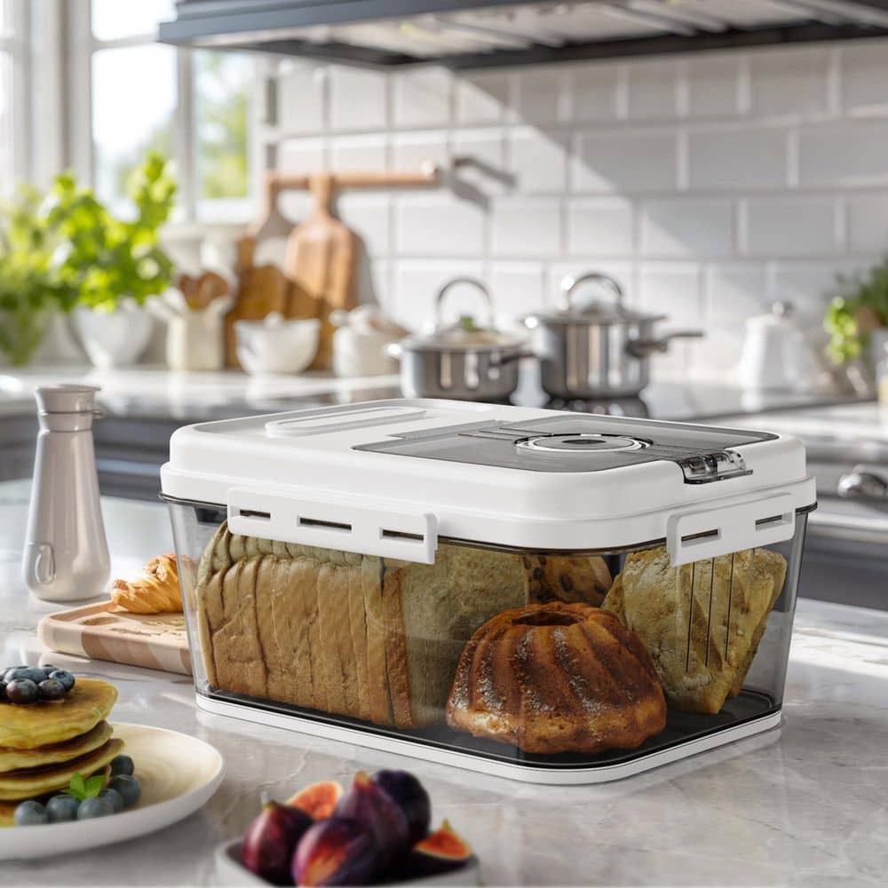 Wudkey 237 oz. BPA Free Airtight 1-Piece Bread Storage Container Set ...