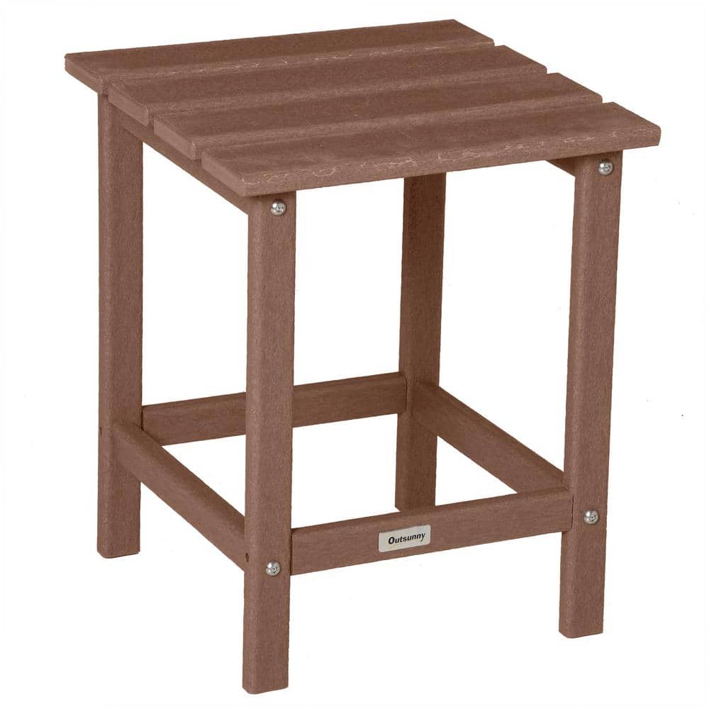 Outsunny 18 in. Brown Square Plastic Outdoor Bistro Table for ...