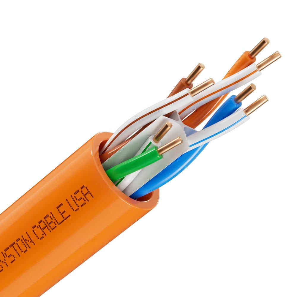 Syston Cable Technology 250 ft. Orange CMP Plenum Rated Cat 6e 600 MHz ...