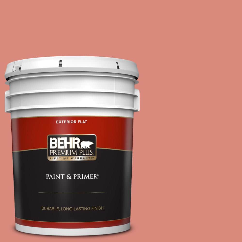 BEHR PREMIUM PLUS 5 gal. #M170-5 Indian Sunset Flat Exterior Paint ...