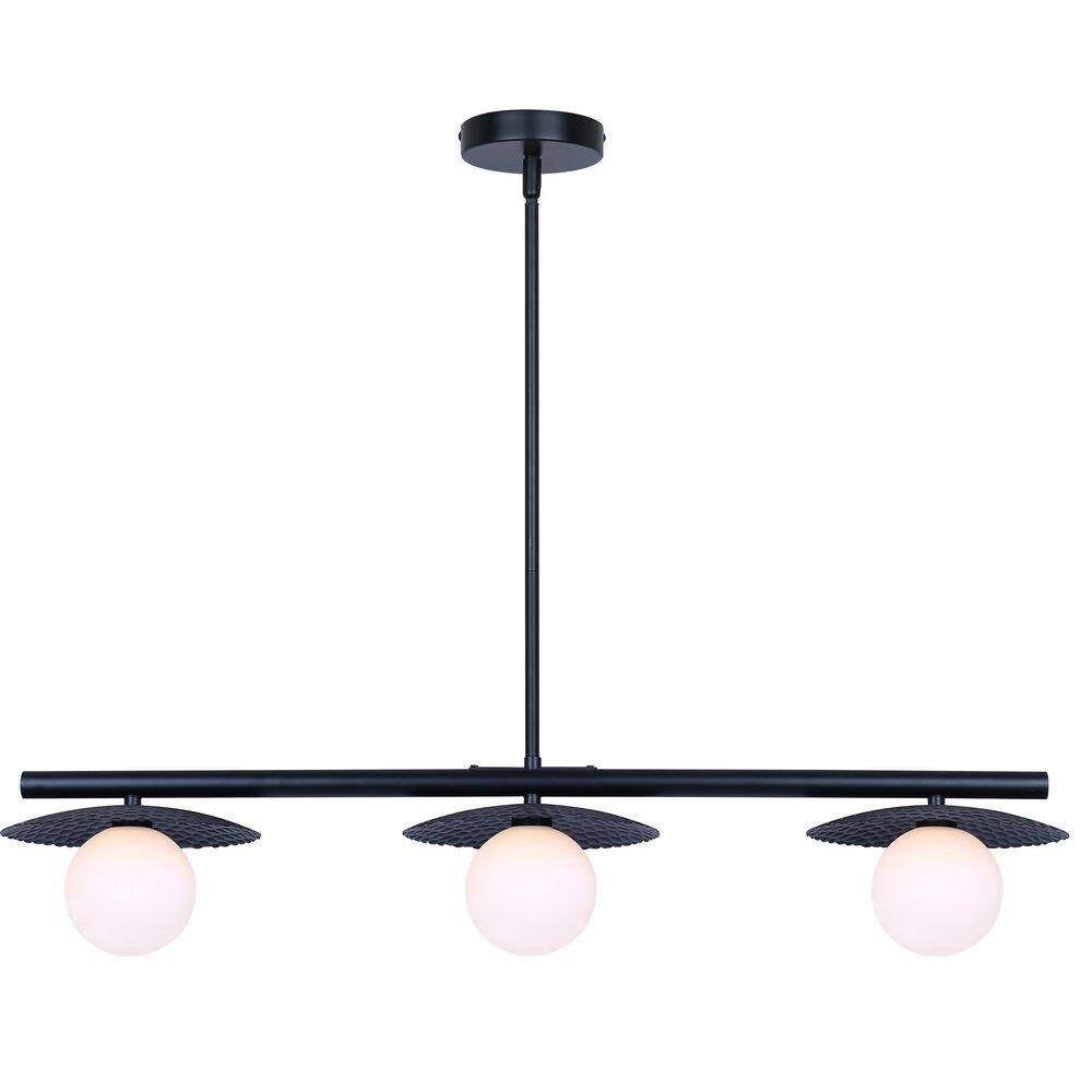 CANARM Mierka 40-Watt 3-Light Matte Black Shaded Pendant Light with ...