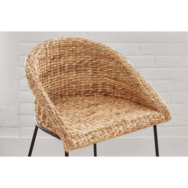 StyleWell 24 in. Natural Woven Hyacinth Counter Stool with Low Back ...