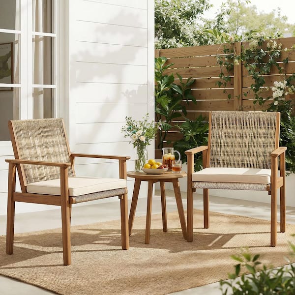 CHRISTOPHER KNIGHT HOME Kenneth Beige+Light Teak Wicker Rattan Outdoor ...