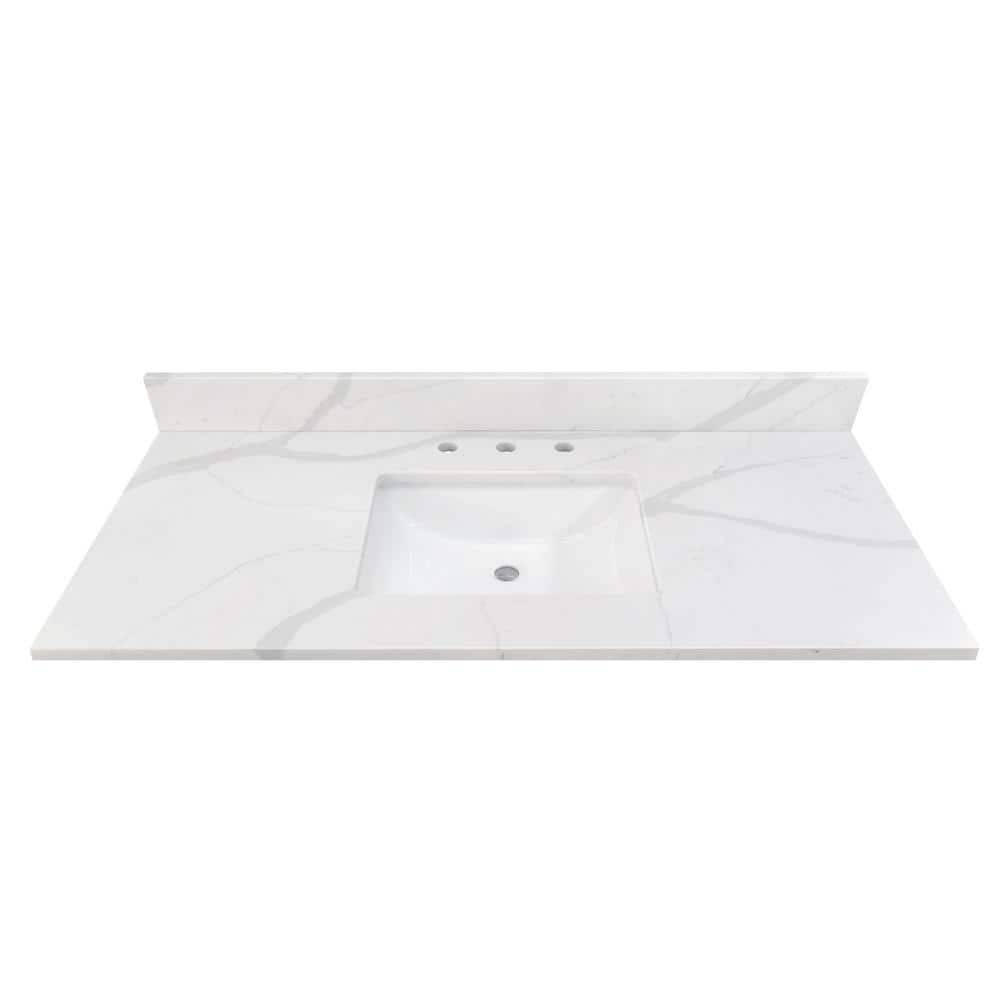 Home Decorators Collection 49 in. W x 22 in D Quartz White Rectangular ...