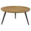 Coaster 36 in. Natural and Black Round Wood Top Coffee Table with Trio ...