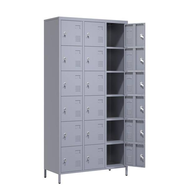 Gray 72 in. Metal Lockers for Employees Steel Storage Locker Cabinet ...