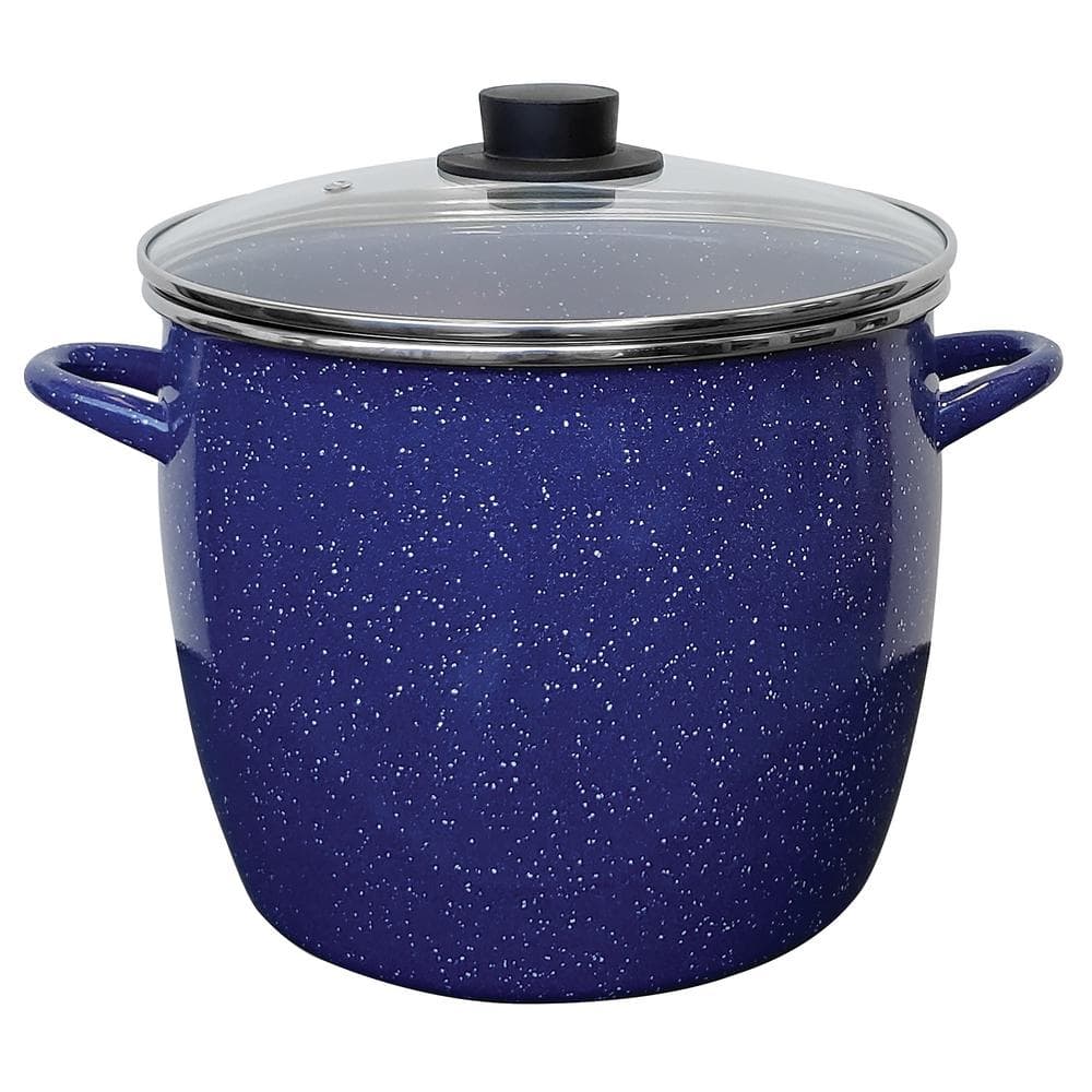 EKCO EOS 8 qt. Enamel on Steel Stock Pot in Blue with Lid 62026 - The ...