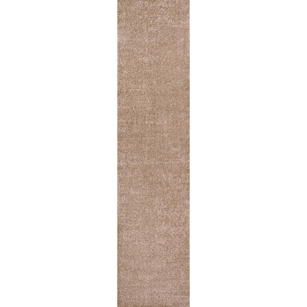 JONATHAN Y Haze Solid Low-Pile Beige 2 ft. x 14 ft. Runner Rug SEU100G ...
