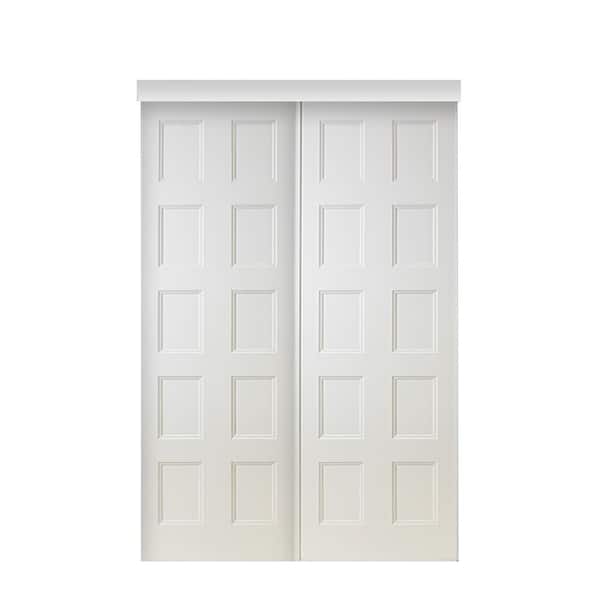 TRUporte 60 in. x 80.5 in. 10-Panel White MDF Sliding Door ...