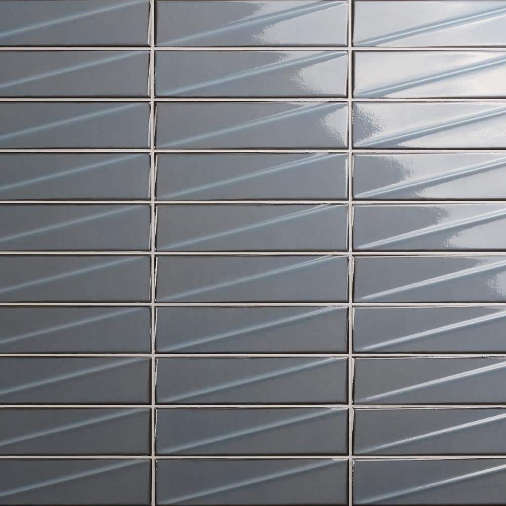 Ivy Hill Tile Rhythm Misty Gray 2.99 in. x 12 in. Glossy Ceramic Subway ...