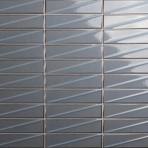 Ivy Hill Tile Rhythm Misty Gray 2.99 in. x 12 in. Glossy Ceramic Subway ...