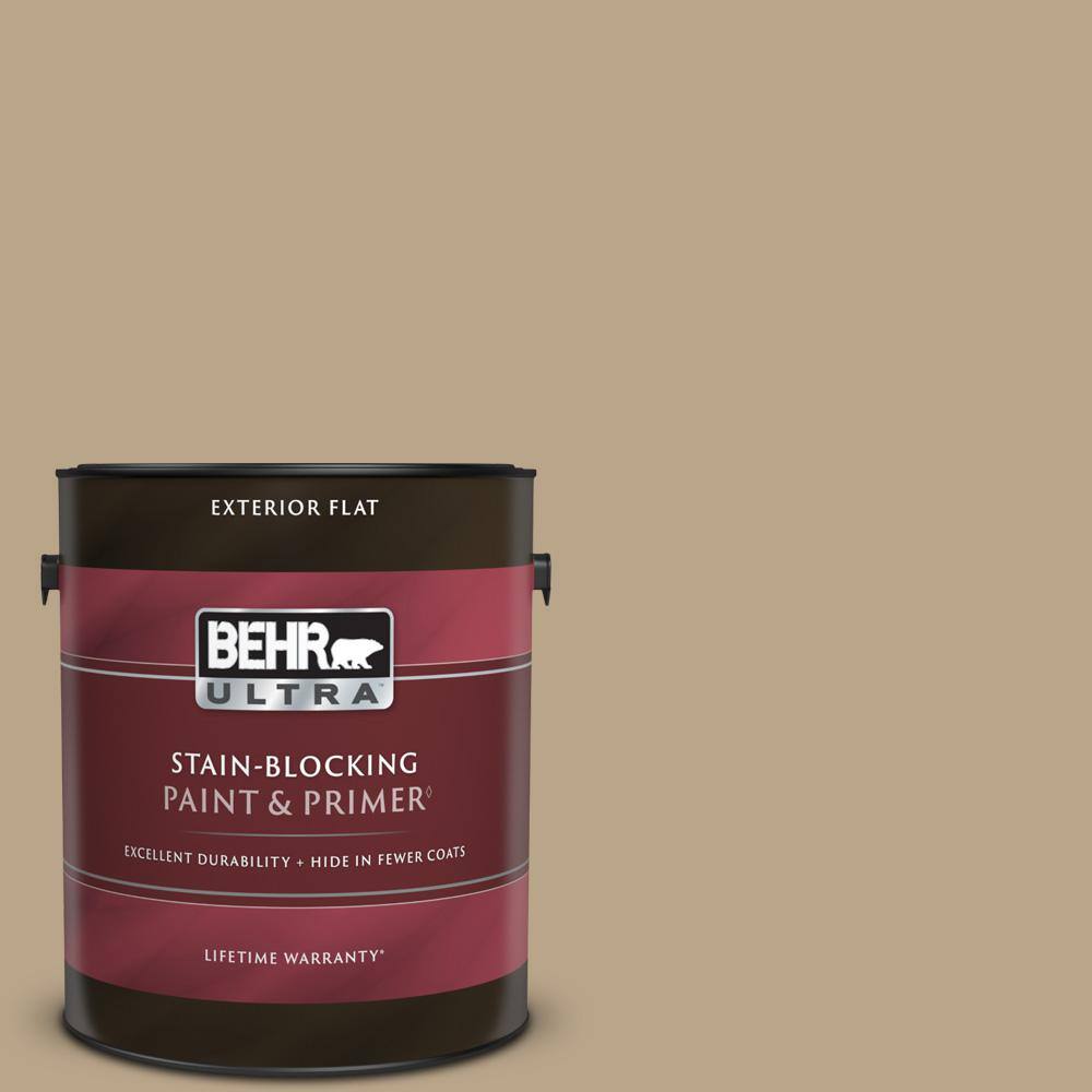 BEHR ULTRA 1 gal. #710D-4 Harvest Brown Flat Exterior Paint & Primer ...