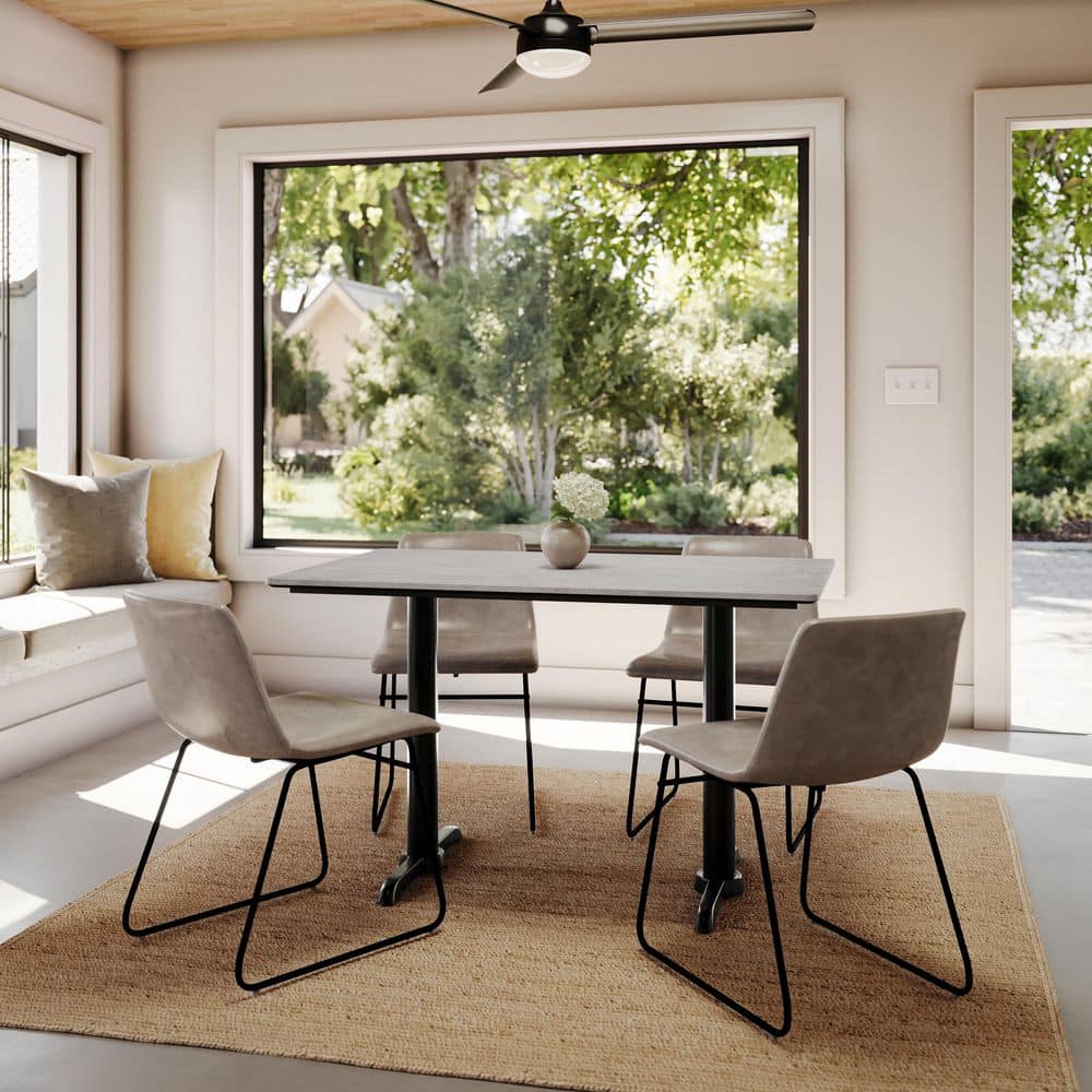 Carnegy Avenue Acadia Gray Faux Concrete/Black Base Wood 48 in. Sled ...