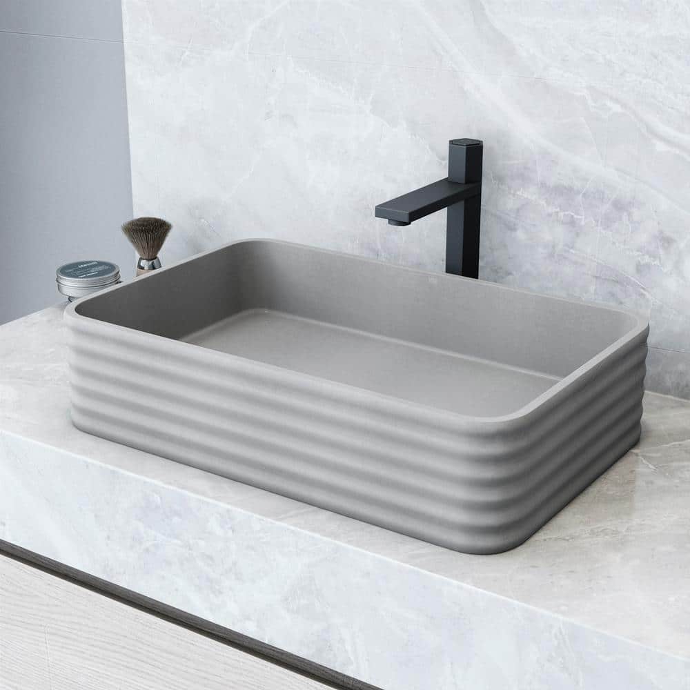 VIGO Cadman Modern Gray Concreto Stone 21 in. L x 14 in. W x 5 in. H ...