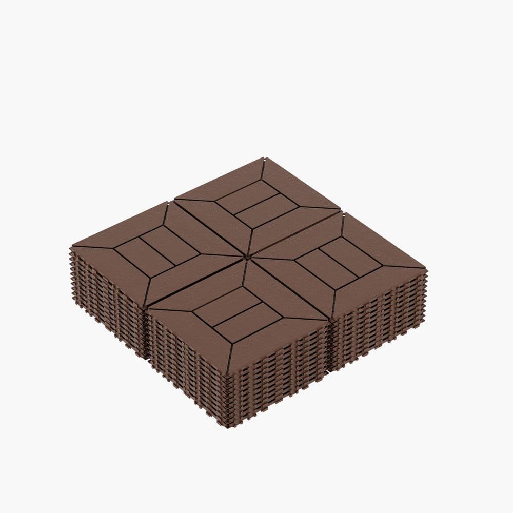 12 in x 12 in Plastic Floor Paver Patio Interlocking Deck Tiles 0.8 in ...