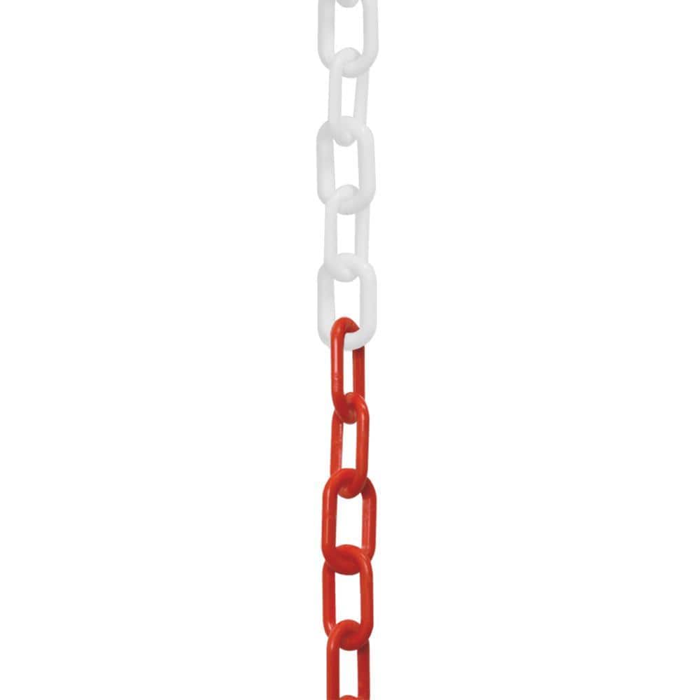 Mr. Chain 2 in. (#8, 51 mm) x 100 ft. Red / White Bi-Color Plastic ...