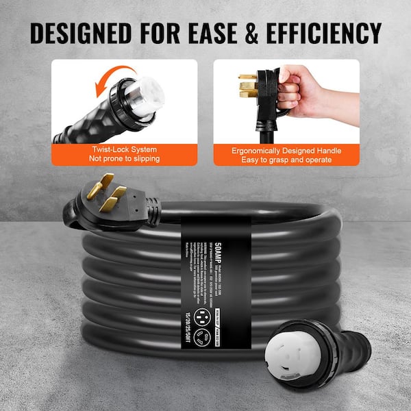 SVOPES Generator Cord Kit, 15 ft. STW, 50 Amps, 125 V, 14-50 Plug ...