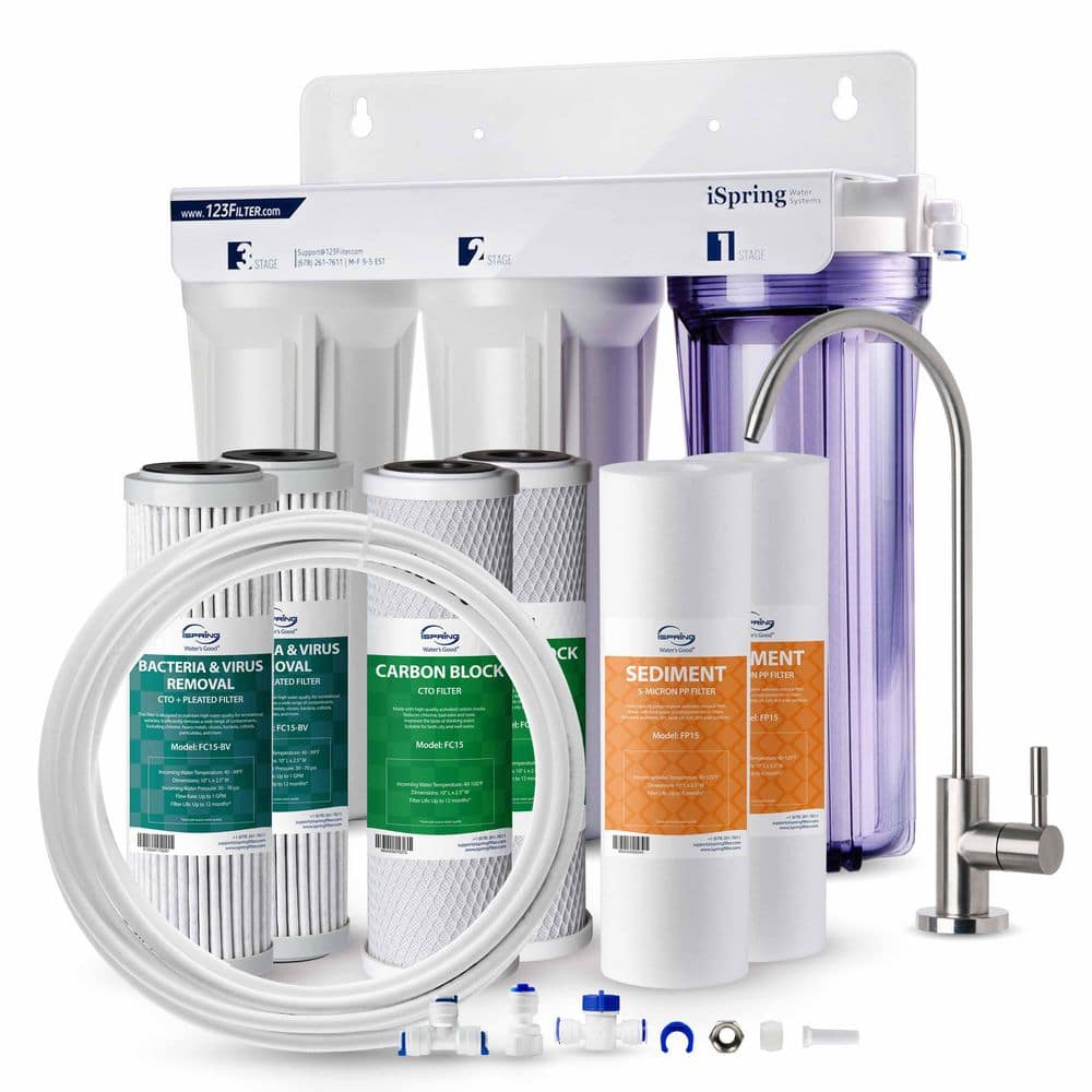 ISPRING Under Sink Tankless Water Filtration System, Bacteria and ...
