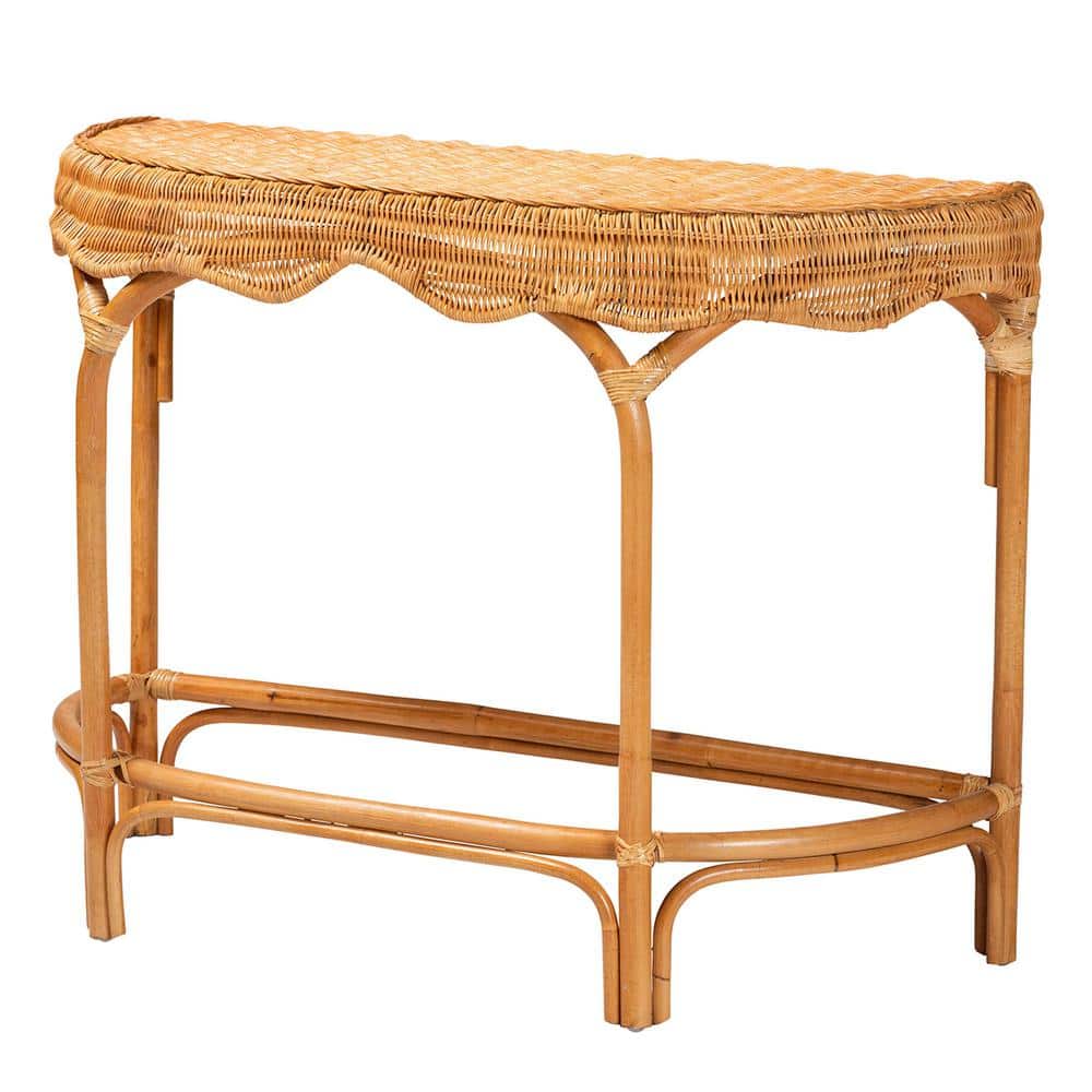 bali & pari Wakana 42.1 in. Natural Rattan Rectangle Wicker Console Table 241-13399-HD - The ...