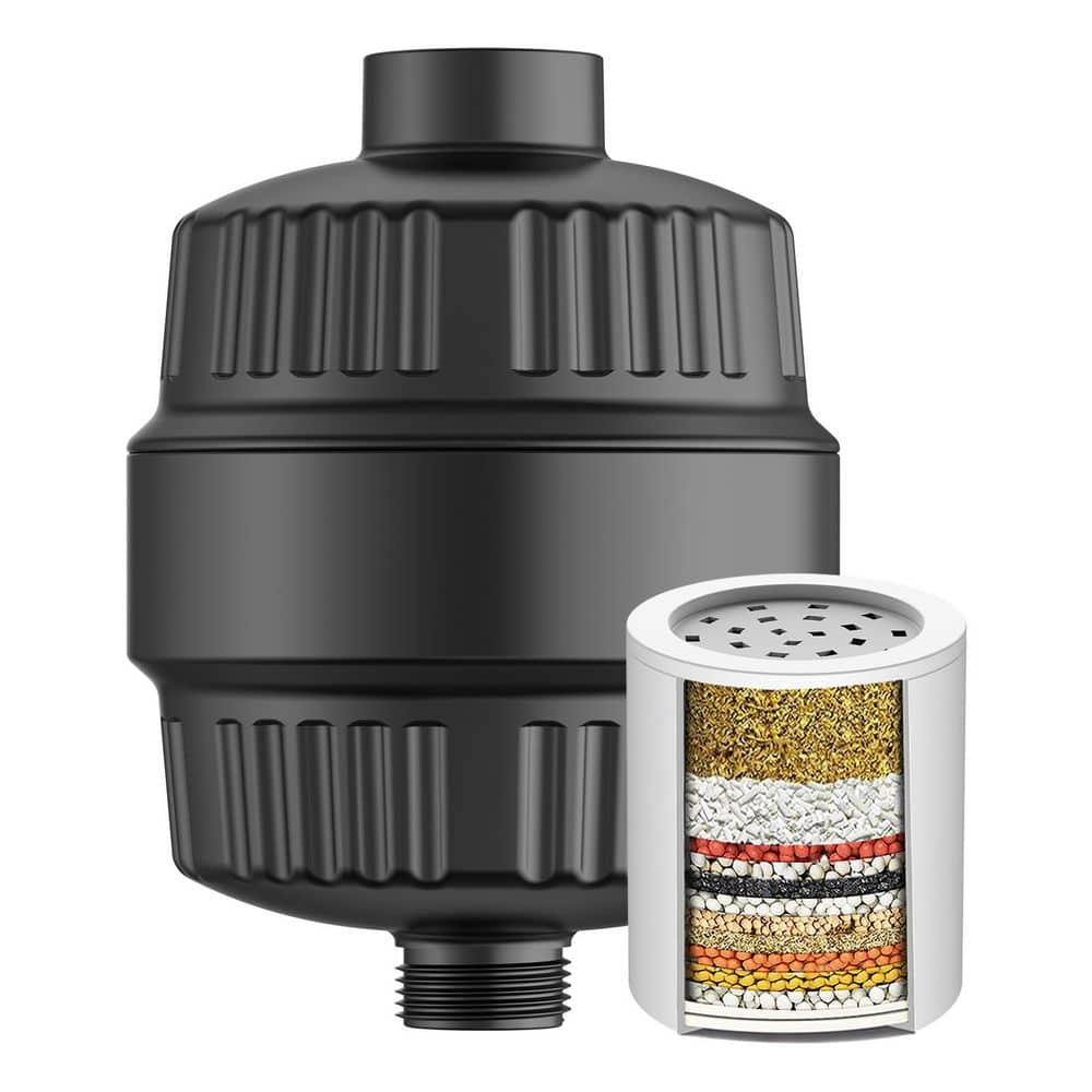 Heemli Black Shower Filter, With Filter Cartridge 15-Stage Filtration ...