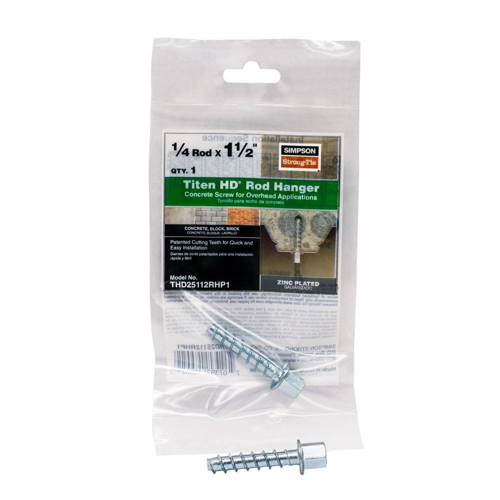 Simpson Strong-Tie Titen HD 1/4 in. x 1-1/2 in. Threaded Rod Hanger ...