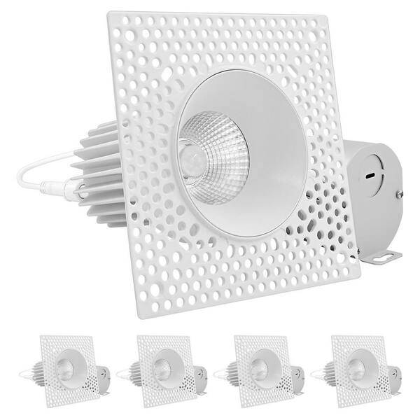 LUXRITE 3 in. Canless Remodel Integrated LED Trimless Recessed Light 5 ...