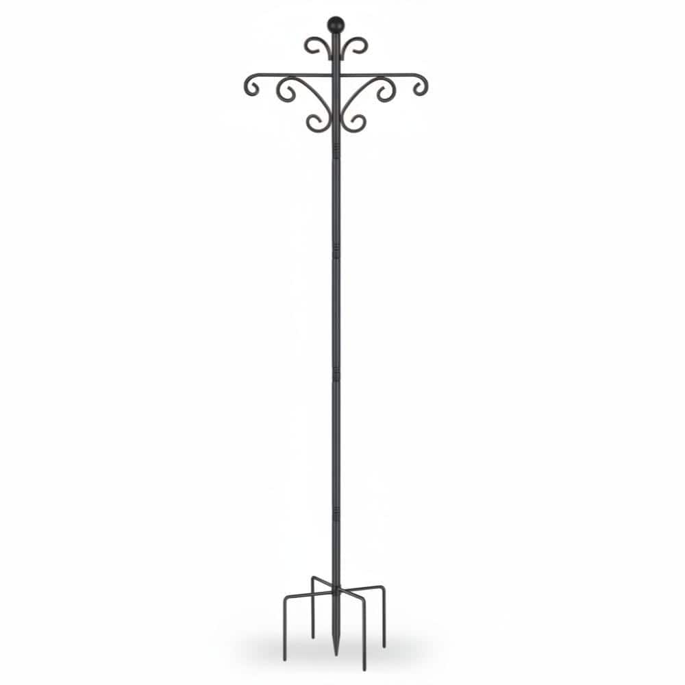 92 in. Black Metal Adjustable Shepard's Hooks RT1079 - The Home Depot