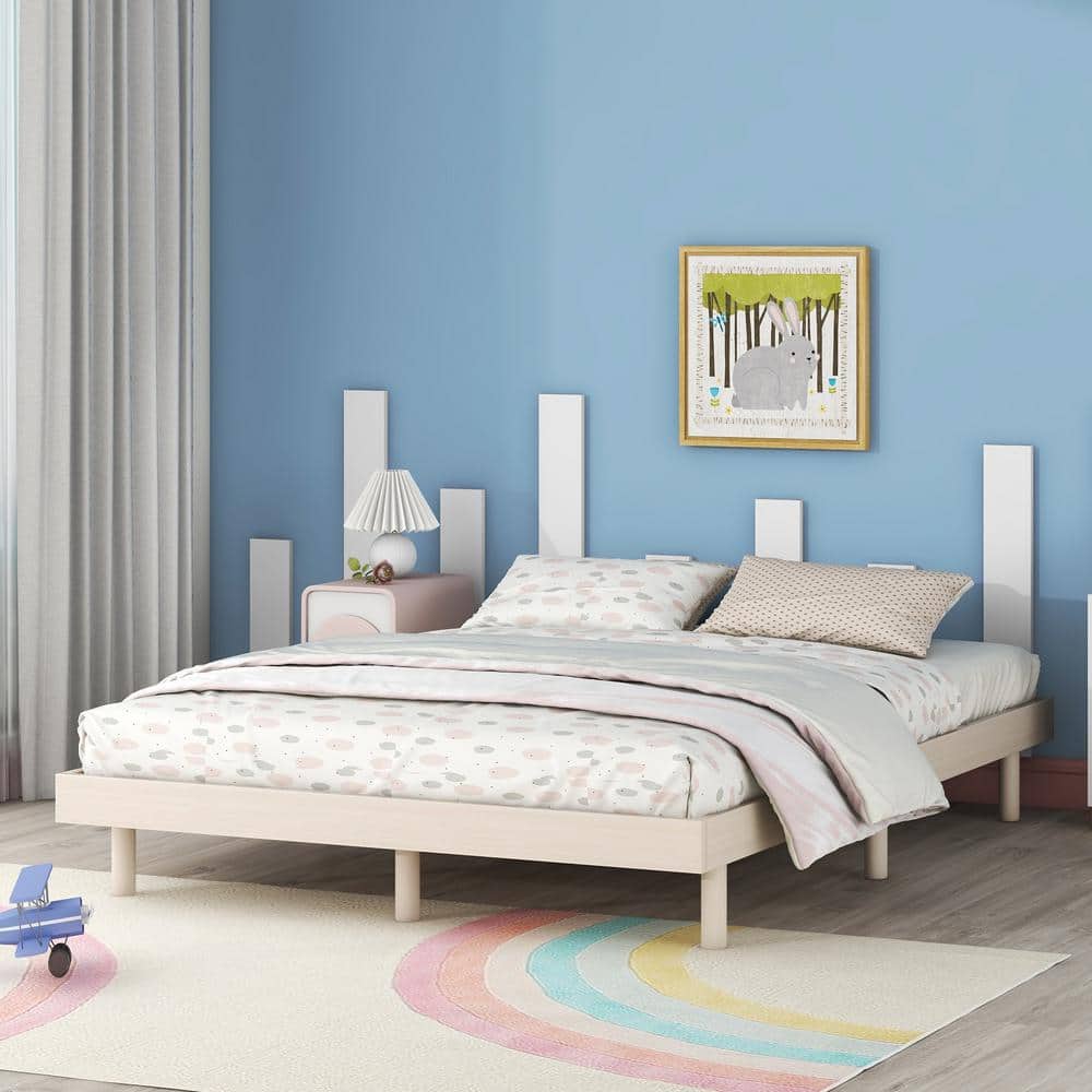 Harper & Bright Designs Whitewashed Wood Frame Full Size Modern ...