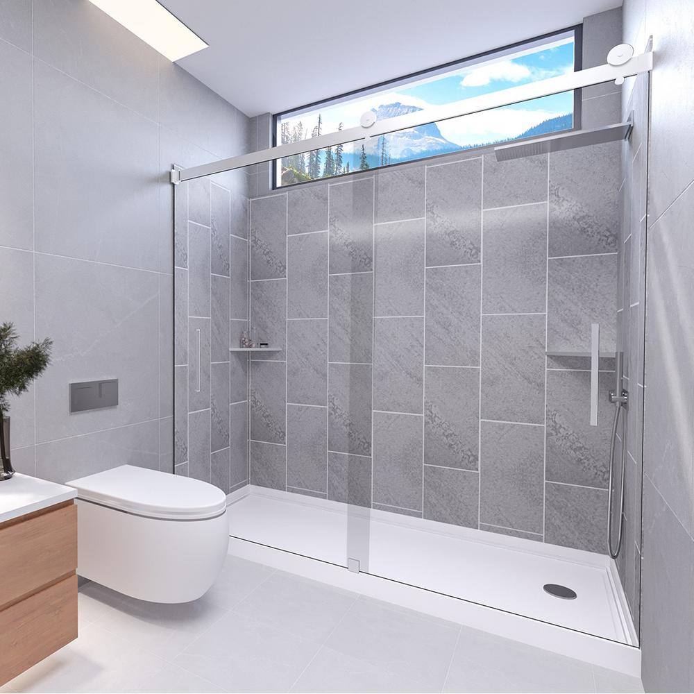 NuVo Slate Grey-Tetherow 60 in. L x 30 in. W x 83 in. H Base/Wall/Door ...