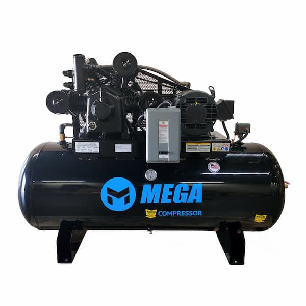 Mega Compressor 120 Gal. 15 HP 175 PSI Electric Horizontal Air ...