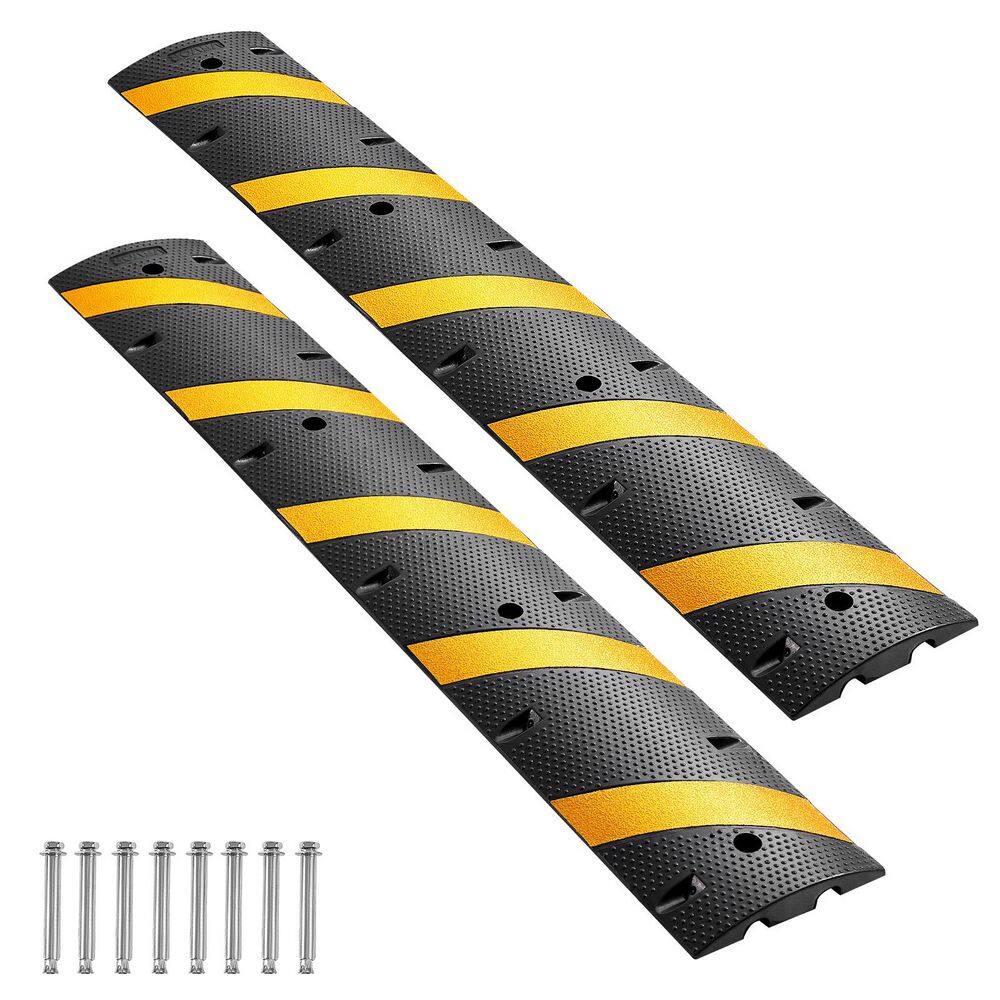 SVOPES 6 FT. Rubber Speed Bump, 2 Pack, Dual-Channel Ramp, 22,000 lbs ...