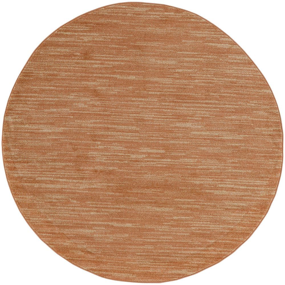 Nourison Essentials Rust 6 ft Rust Round Abstract Contemporary Indoor ...