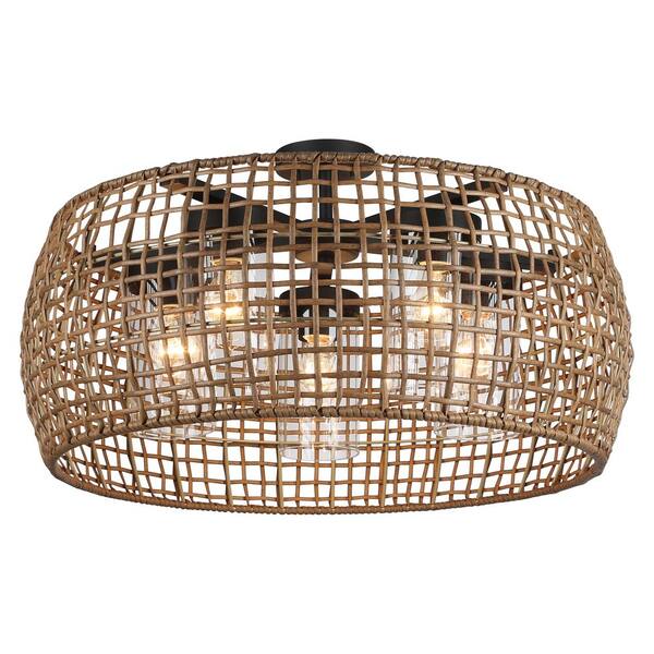 Golden Lighting Piper 5-Light Natural Black Outdoor Semi-Flush Mount ...