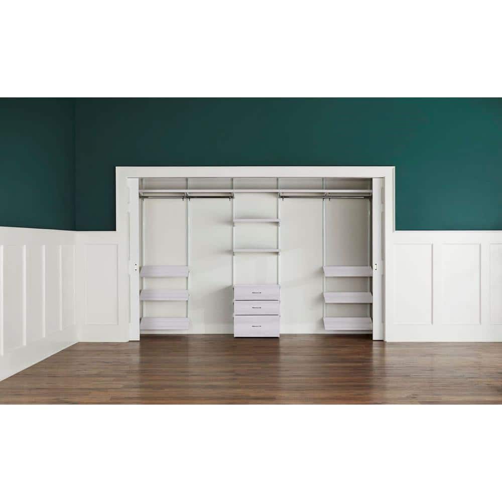 Everbilt Genevieve 10 ft.White Adjustable Closet Organizer 2 Long, 2 ...