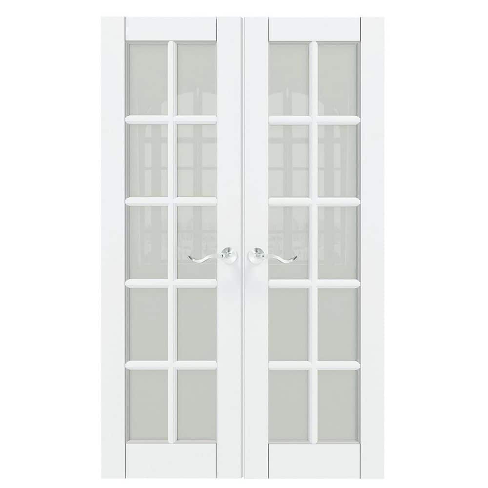 TENONER 48 in. x 80 in. Composite, MDF, 10-Lite, Frosted Glass, Primed ...